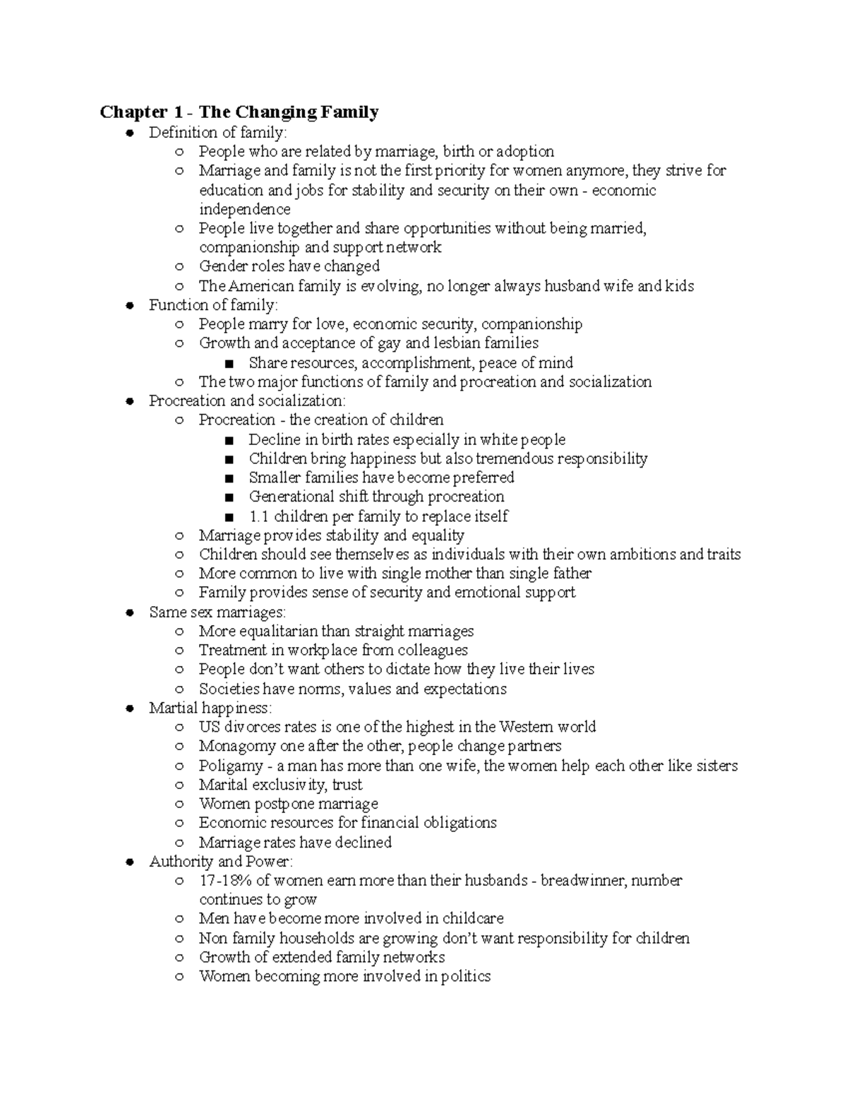 Sociology of the Family - Chapter 1 - The Changing Family Definition of ...
