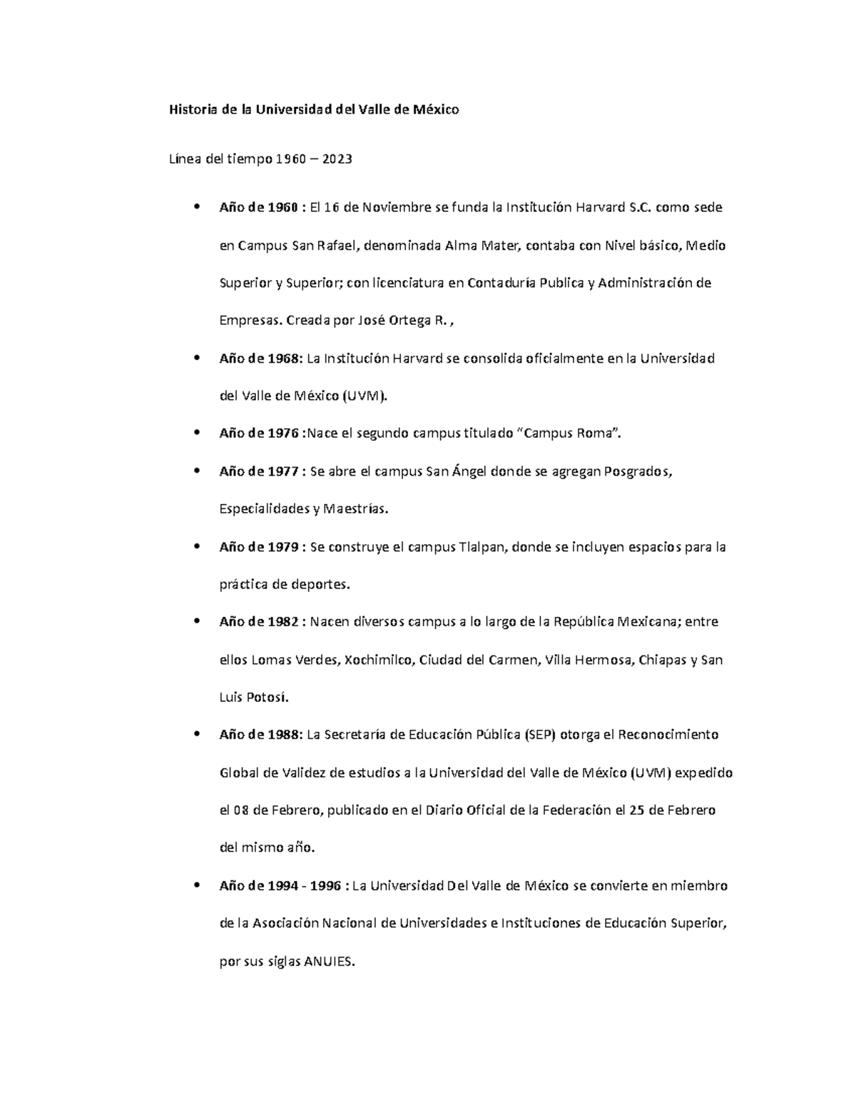 Act - Trayectoria académica de la uvm - Historia de la Universidad del ...