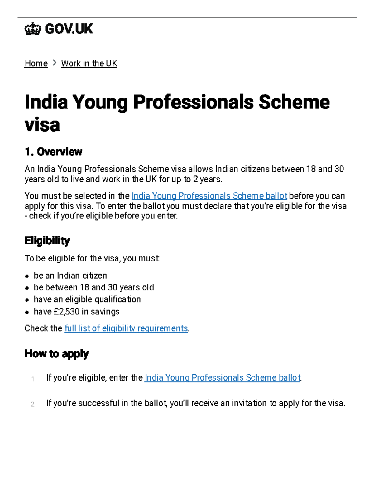 Print India Young Professionals Scheme visa Overview - GOV - India ...