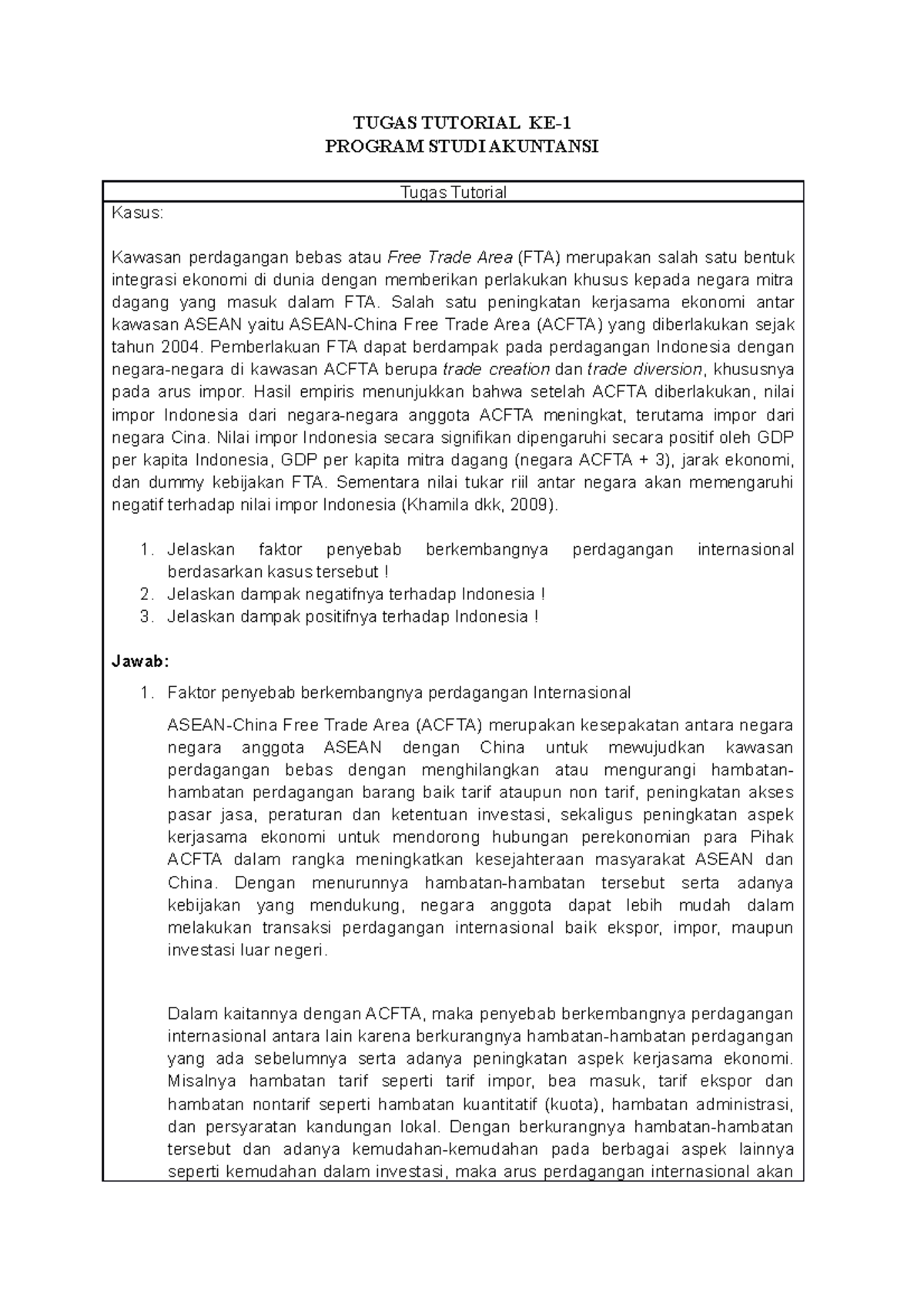 Tugas 1 Bisnis Internasional - TUGAS TUTORIAL KE- PROGRAM STUDI ...