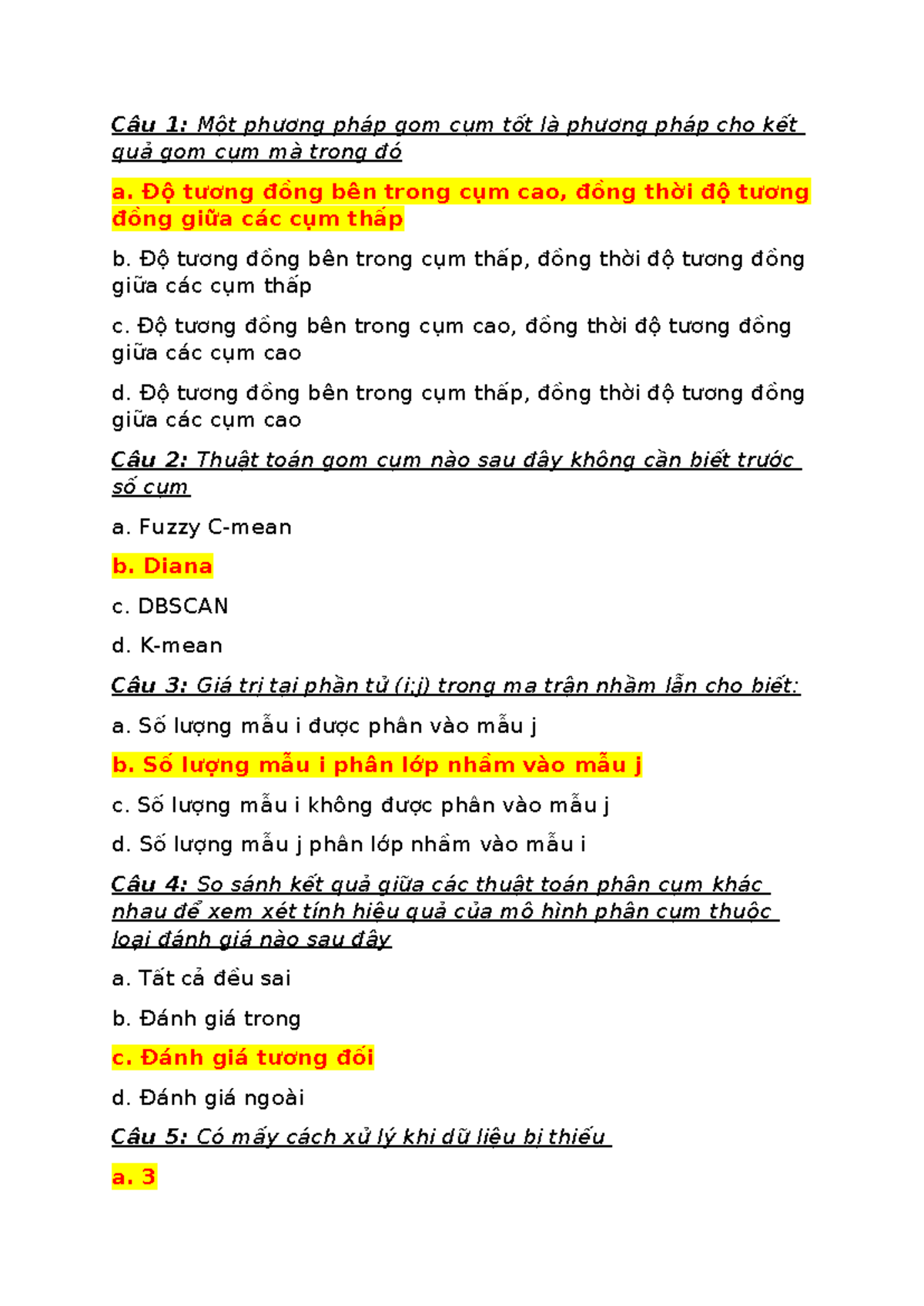 On khdl để thi nek ma - ôn tập KHDL giữa kỳ - Câu 1: Một phương pháp ...