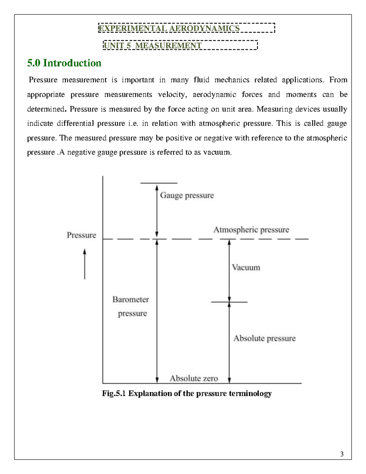 Measurement Techniques notes - 5 Introduction ####### Pressure ...