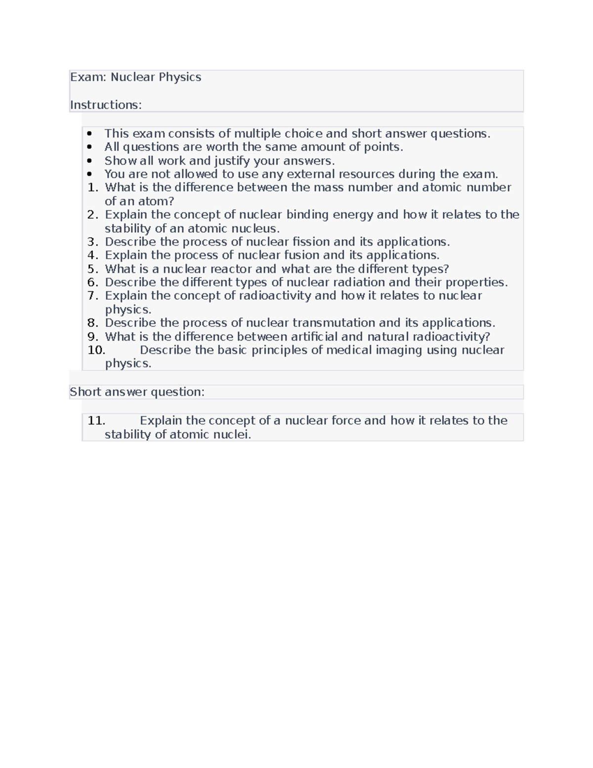Physics 2 - Probability ans statistics - Exam: Nuclear Physics ...
