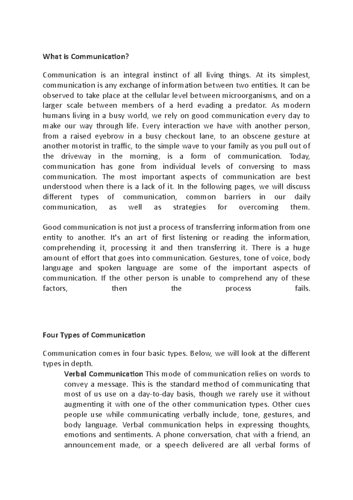 Notes Fot Introduction To Communication What Is Communication