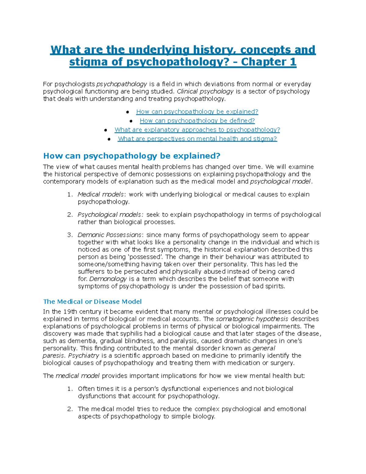 Clinical Psych - JOHO - full summary of chapters - What are the ...