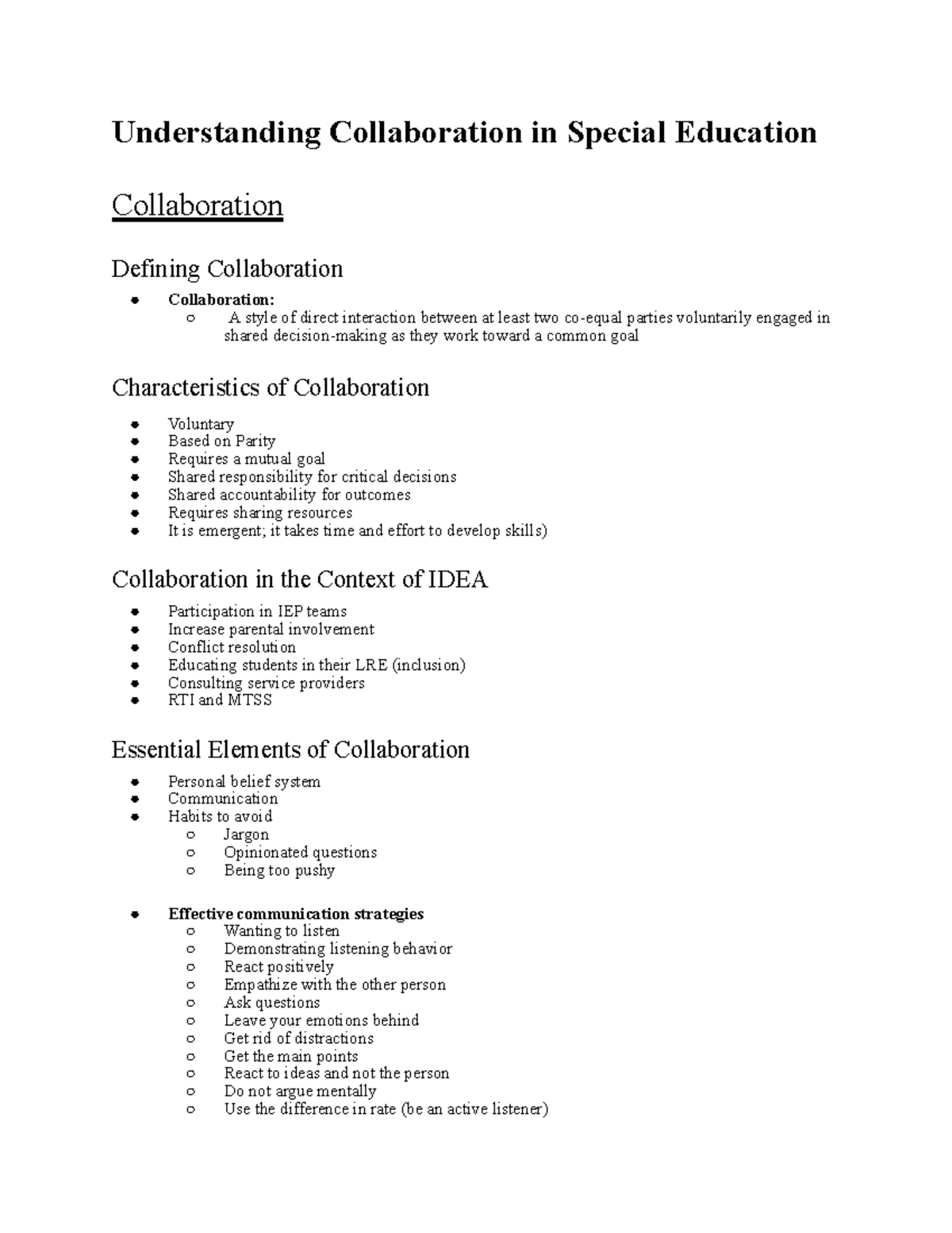 Understanding Collaboration in Special Education - Understanding ...