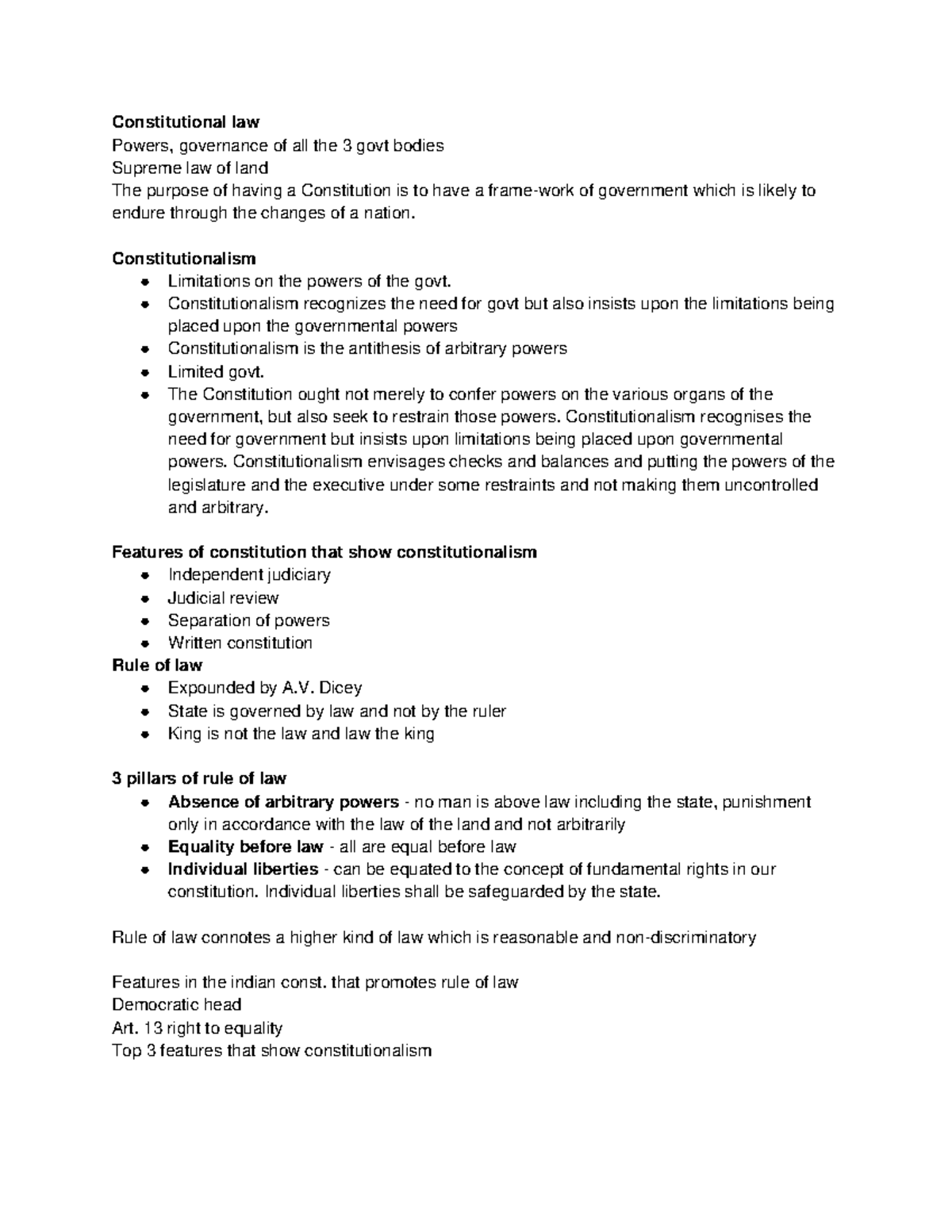 Consitutional law 1 notes - Constitutional law Powers, governance of ...