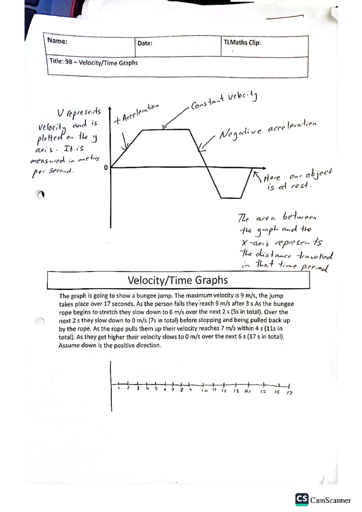 Velocity Time Graphs Qs - Name: Date: TLMaths Clip: Title: 9B Graphs ...