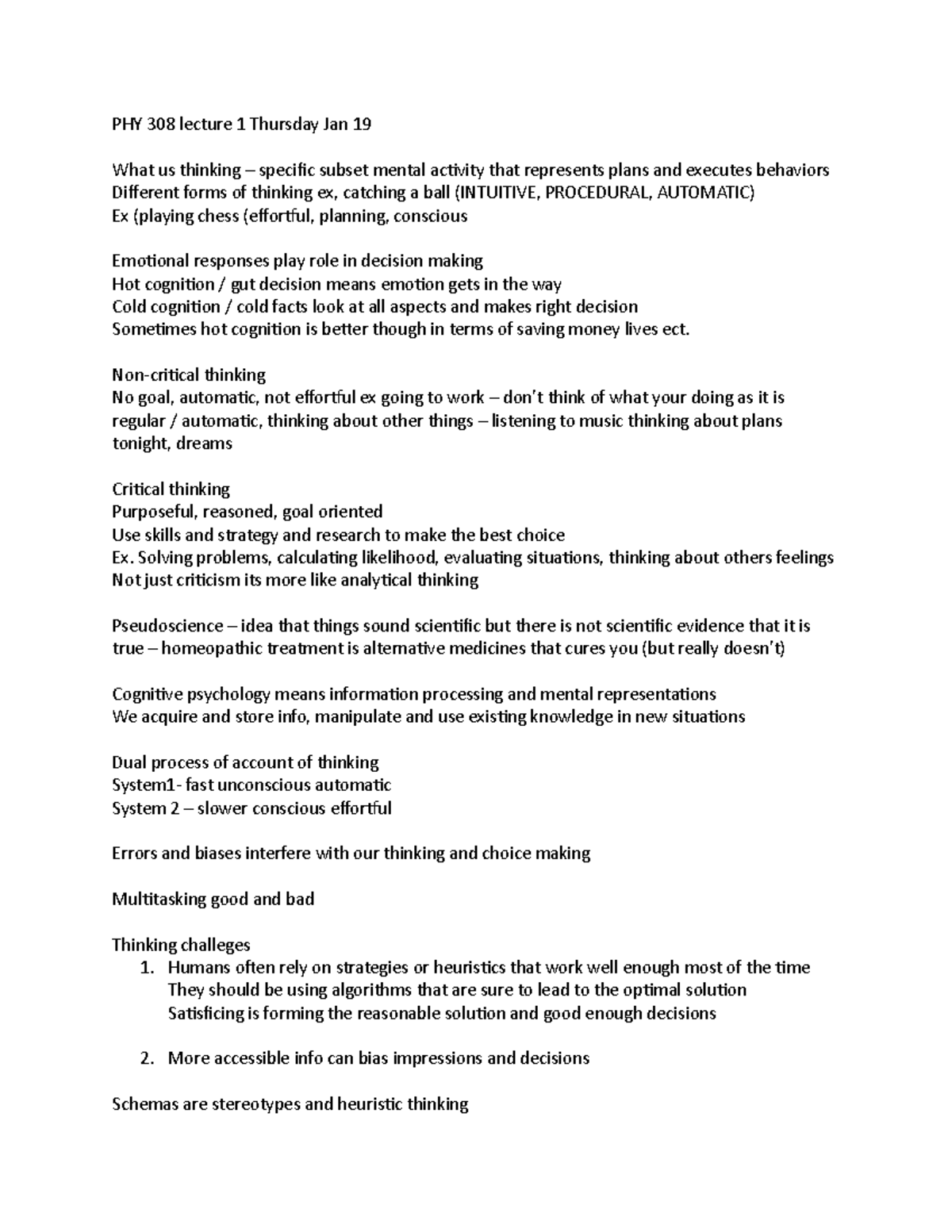 PHY 308 lecture 1 - PHY 308 lecture 1 Thursday Jan 19 What us thinking ...