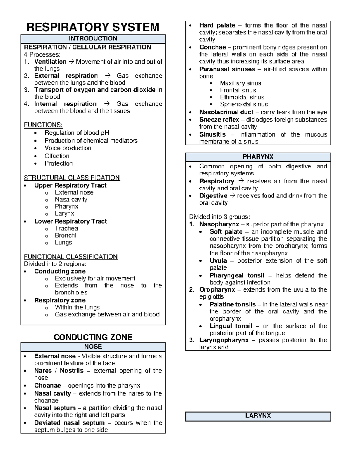 Anaphy- Respiratory System - RESPIRATORY SYSTEM INTRODUCTION ...