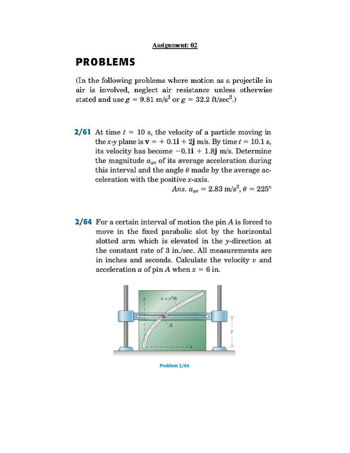 Assignment 02 - Engineering Dynamics - Assignment: 02 - Studocu