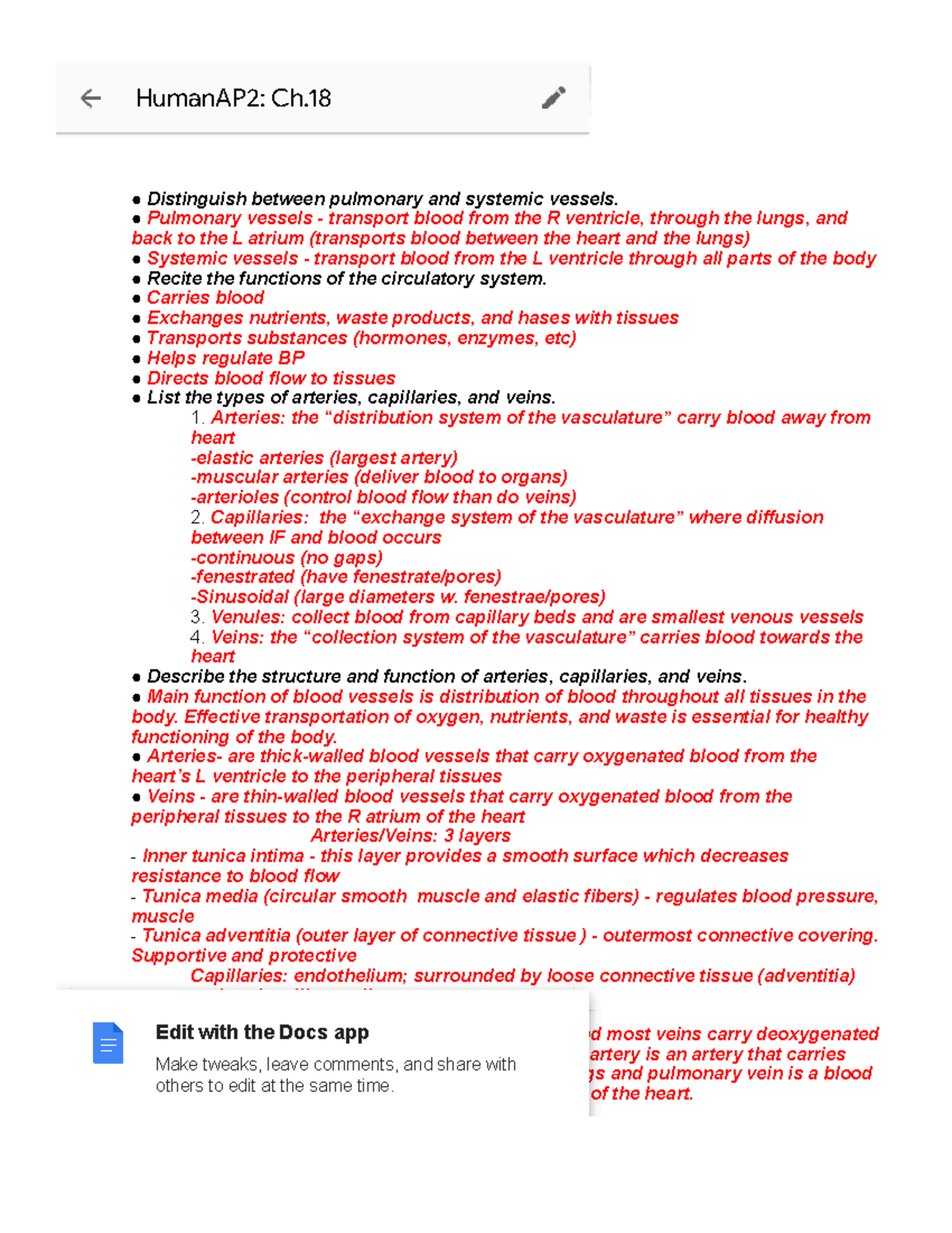 Human AP 2- Ch - ch.18 amerman notes - Distinguish between pulmonary ...