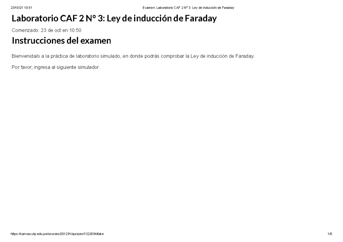 Examen Laboratorio CAF 2 N° 3 Ley de inducción de Faraday - Laboratorio CAF 2 N° 3: Ley de ...