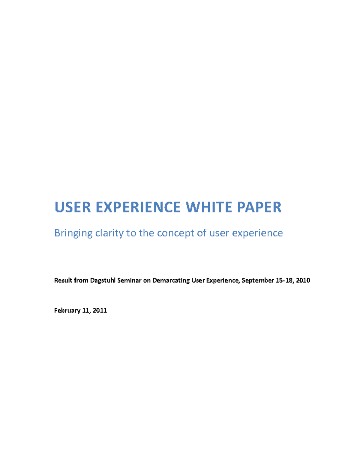 Semana 7 lectura UX-White Paper - USER EXPERIENCE WHITE PAPER Bringing clarity to the concept of ...