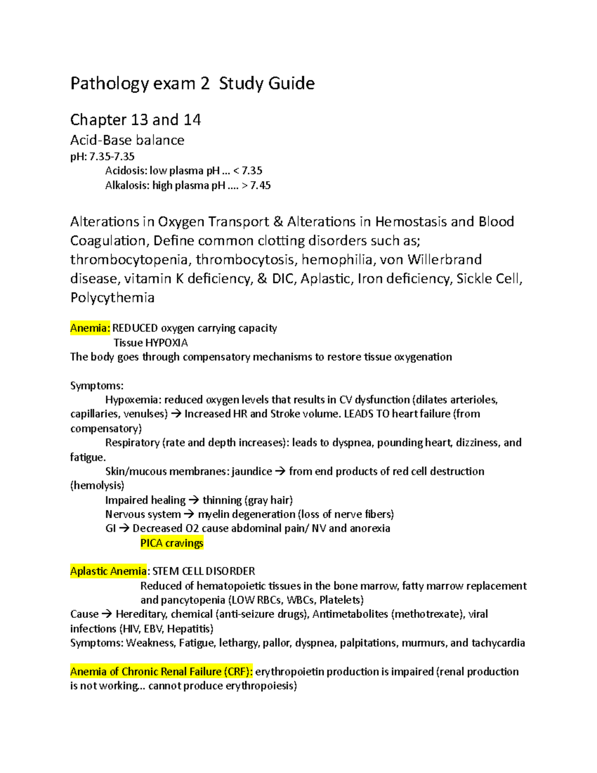 Pathology exam 2 Study Guide - Pathology exam 2 Study Guide Chapter 13 ...