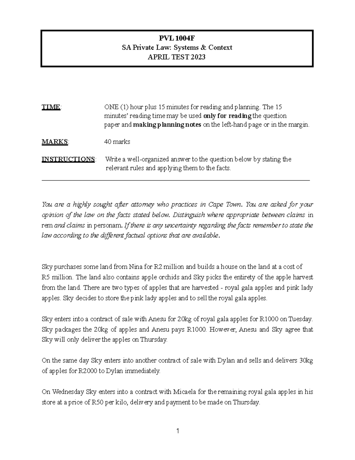 Sys Con Test 2 2023 - Sycon practice material - TIME: ONE (1) hour plus ...