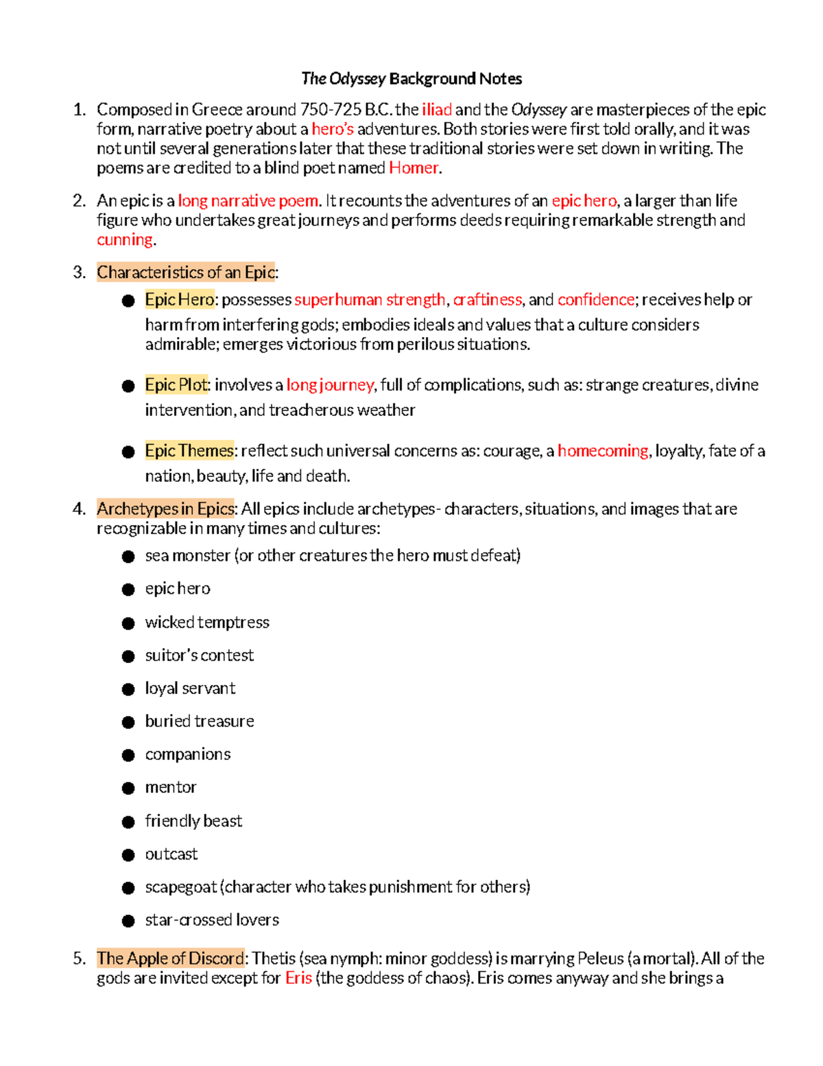 Odyssey Background Notes-1 - The Odyssey Background Notes Composed in ...