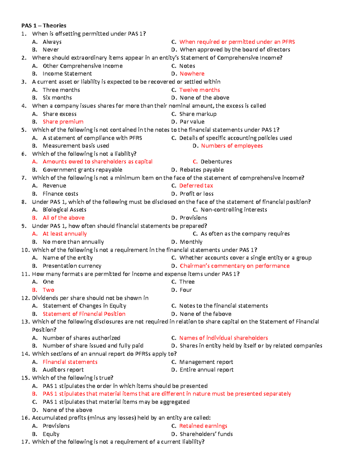 Review materials for PAS 1 and PAS 13 - PAS 1 – Theories When is ...