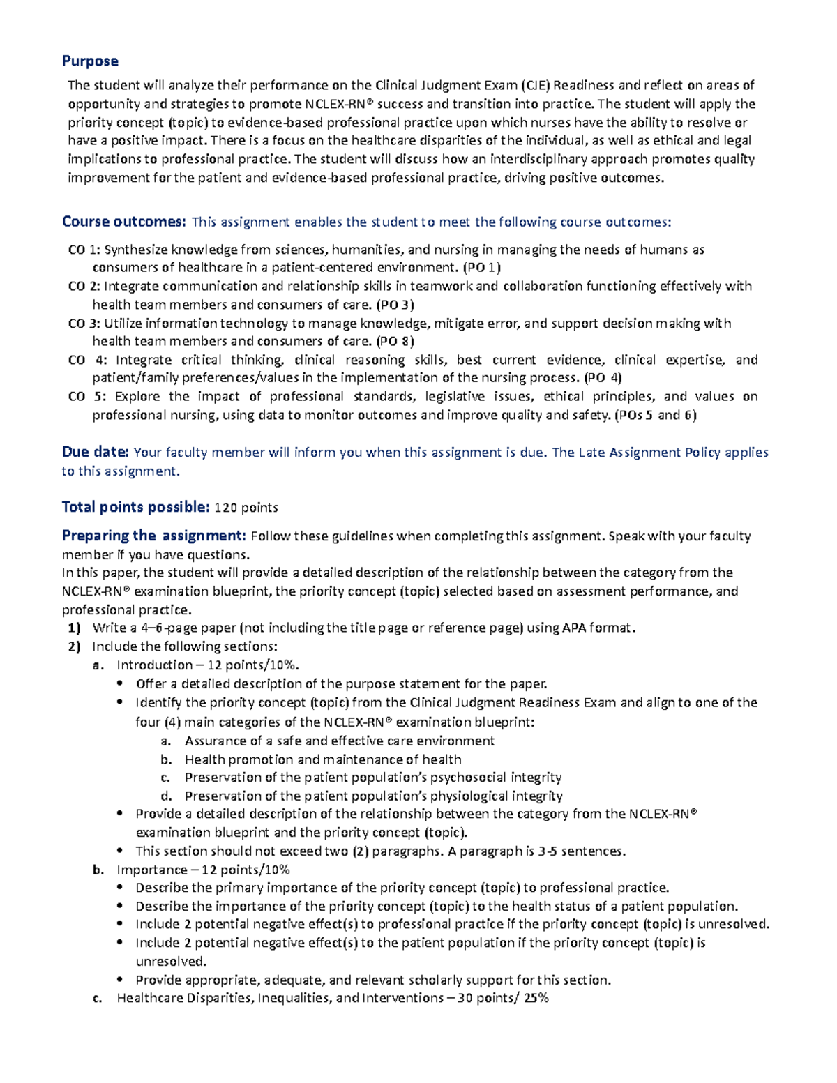 Capstone RUA Evidence Based Practice Paper Guidelines Sept23 - Purpose The student will analyze ...