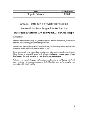 AAE251 ISA3 - ISA 3 - Name Team Number AAE 251: Introduction to ...