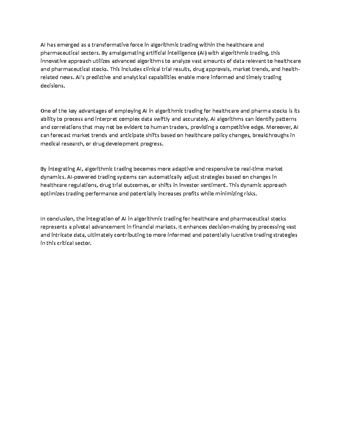 Ai Has Emerged As A Transformative Force In Algorithmic Trading Within
