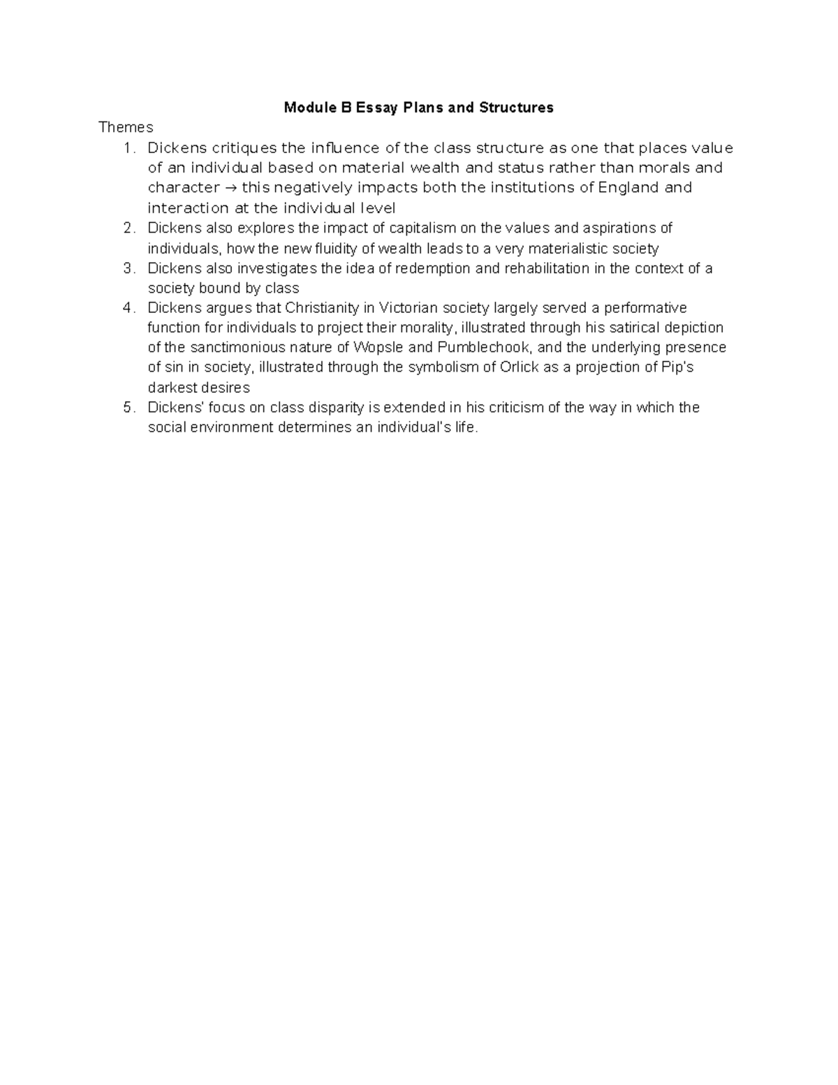 Module B Essay Plans and Structures - Module B Essay Plans and ...