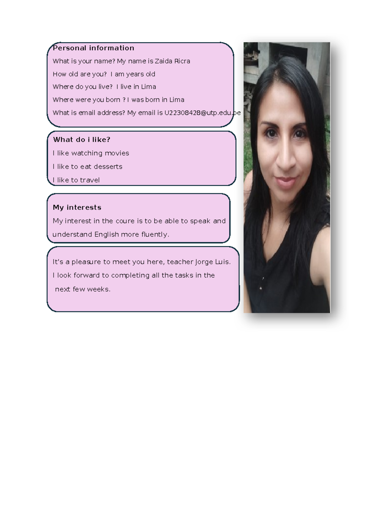 Semana 1 Personal information ingles 4 - Personal information What is your name? My name is ...