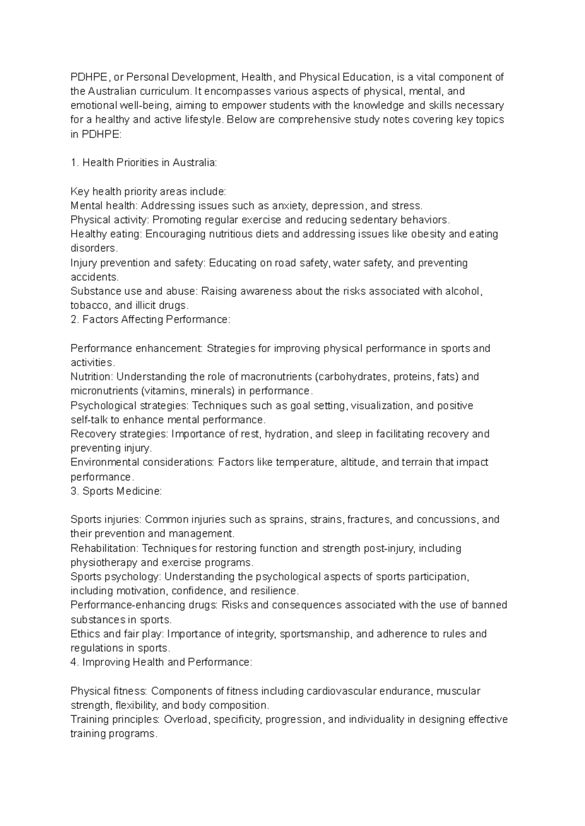 Pdhpe Study Notes - PDHPE, or Personal Development, Health, and ...