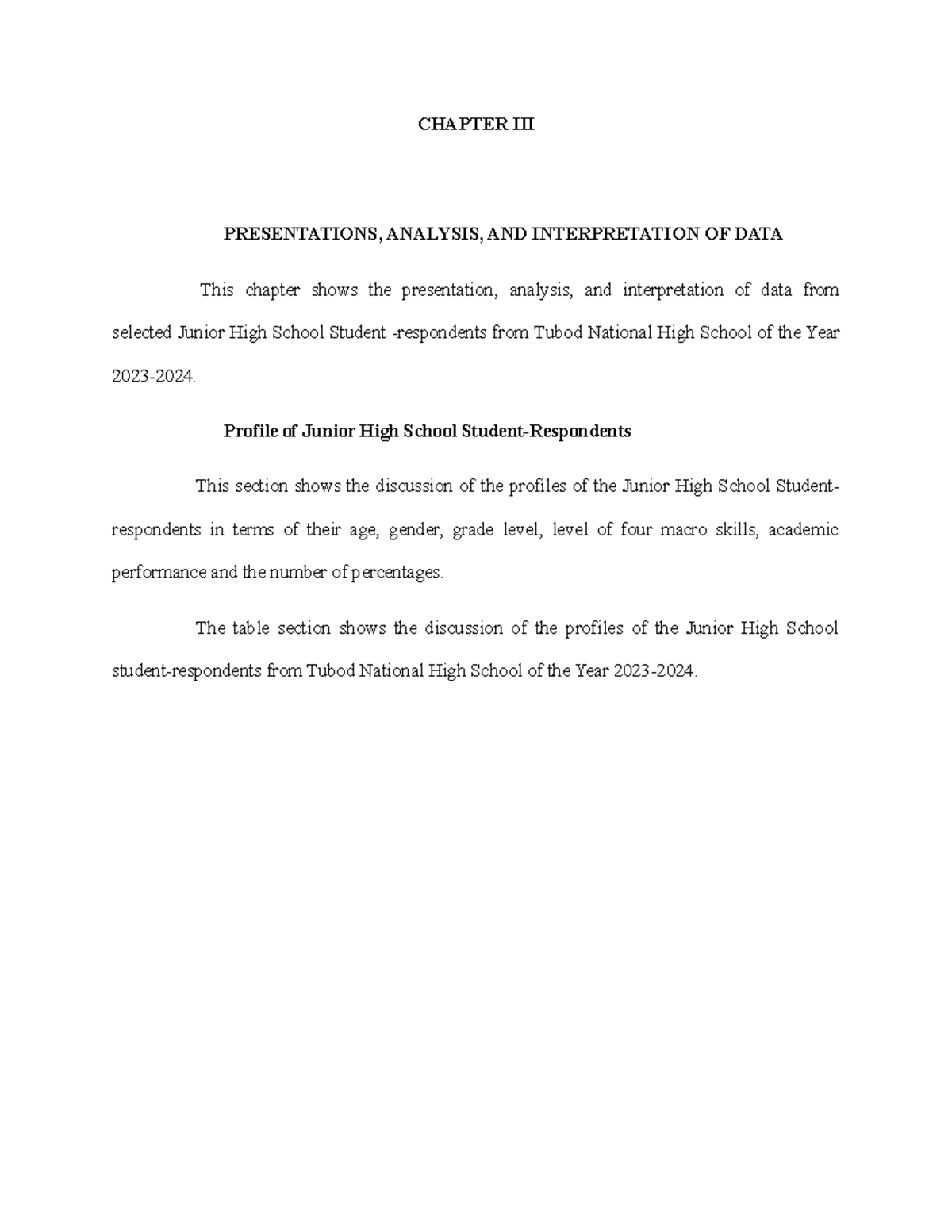 Chapter 3 Group 1 1 - CHAPTER III PRESENTATIONS, ANALYSIS, AND ...