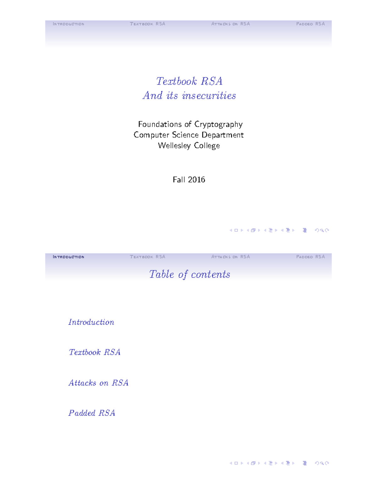 26 rsa slides handouts - not thing - Textbook RSA And its insecurities ...