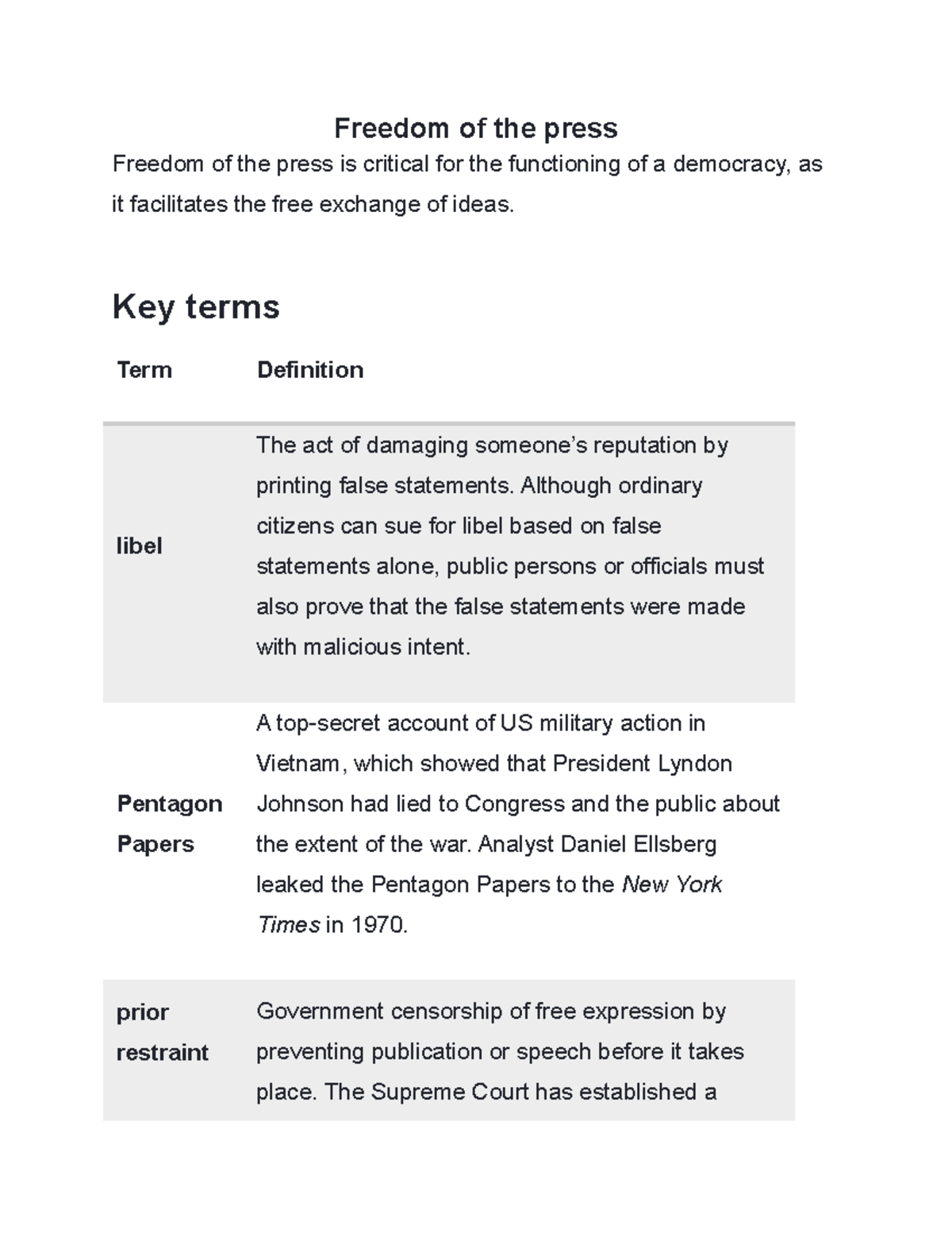 Freedom of the press - Freedom of the press Freedom of the press is ...
