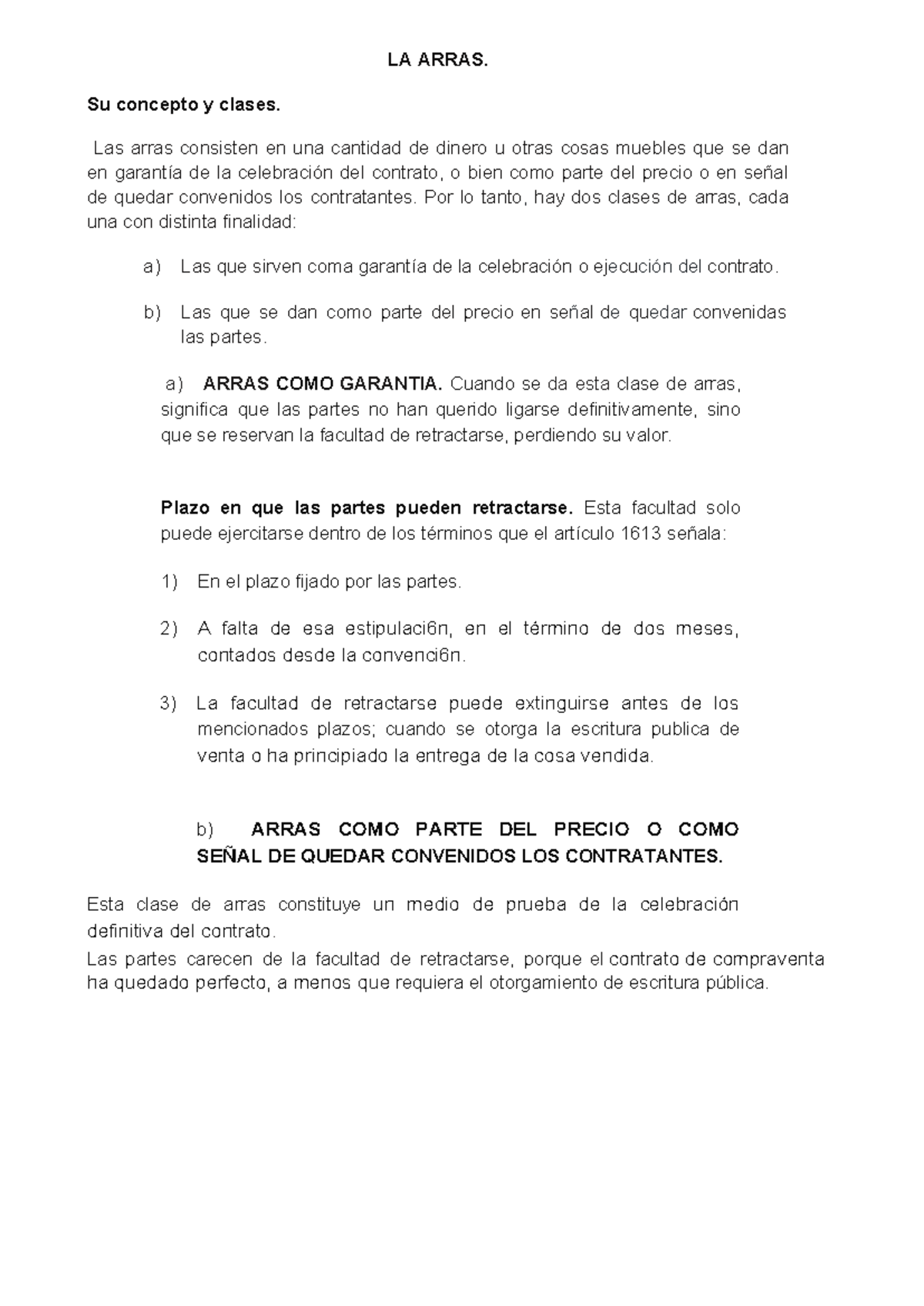 LA Arras - DERECHO CIVIL - LA ARRAS. Su concepto y clases. Las arras ...