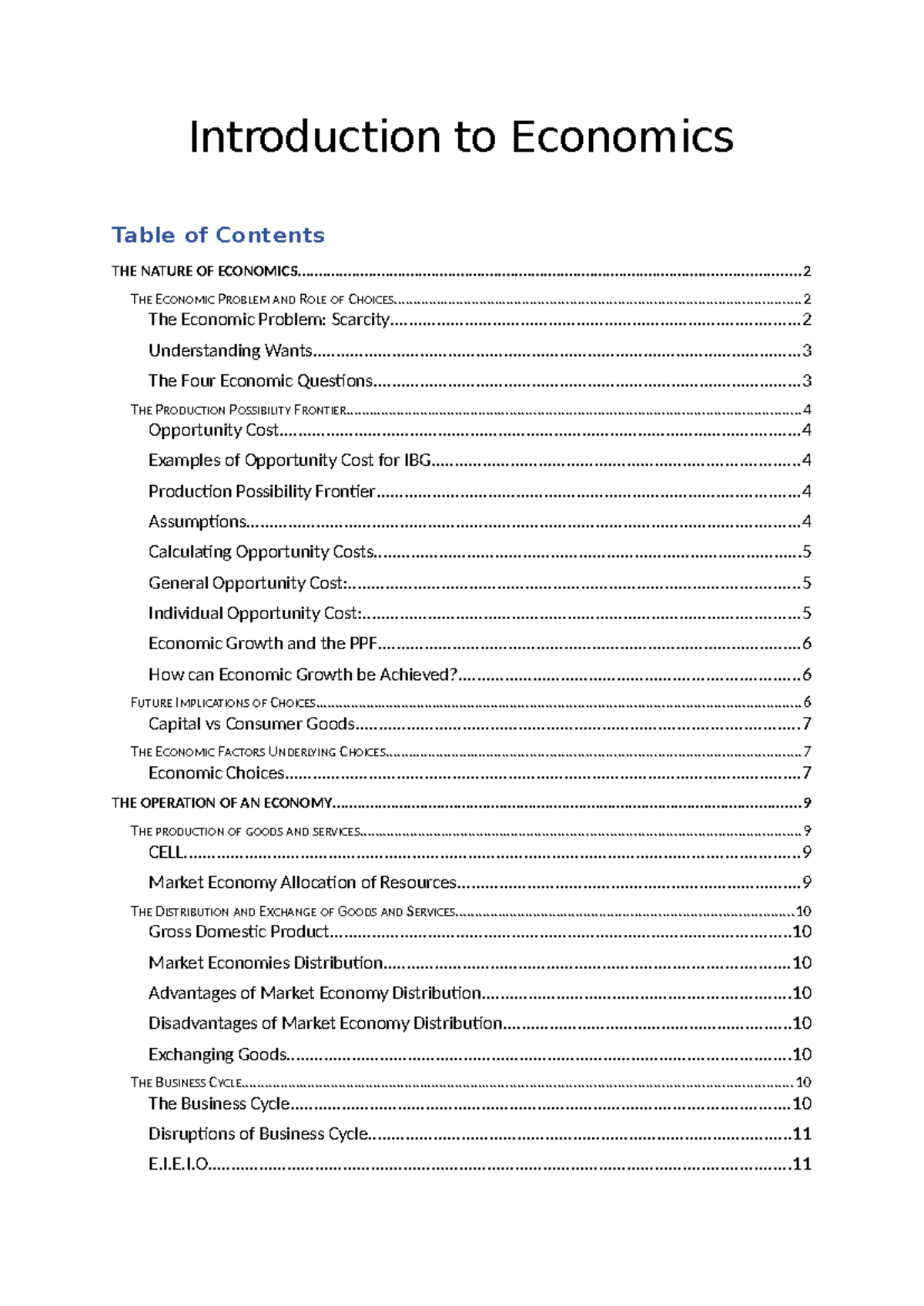 Introduction to Economics - - Studocu