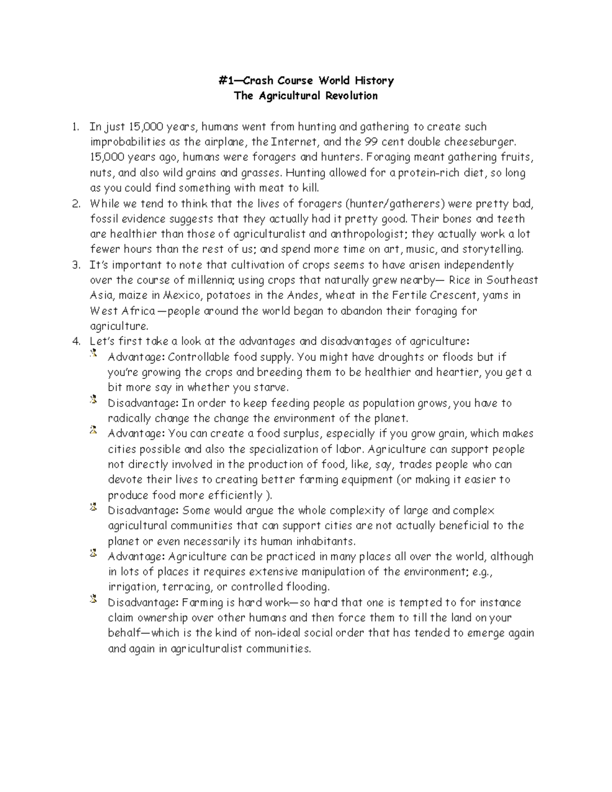 1 agricultural revolution - #1—Crash Course World History The ...