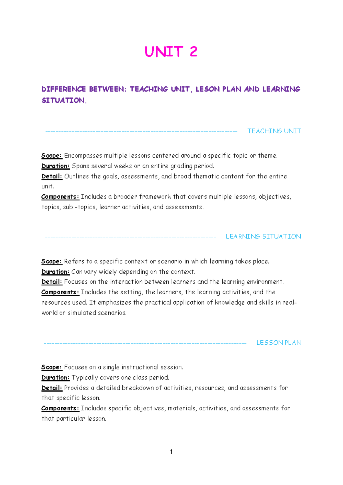 Unit 2 (CLIL) - TEMA 2 - 1 UNIT 2 DIFFERENCE BETWEEN: TEACHING UNIT ...