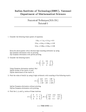 Assignment 1(MAN-004) - Indian Institute of Technology Roorkee MAN-004:Numerical Methods - Studocu