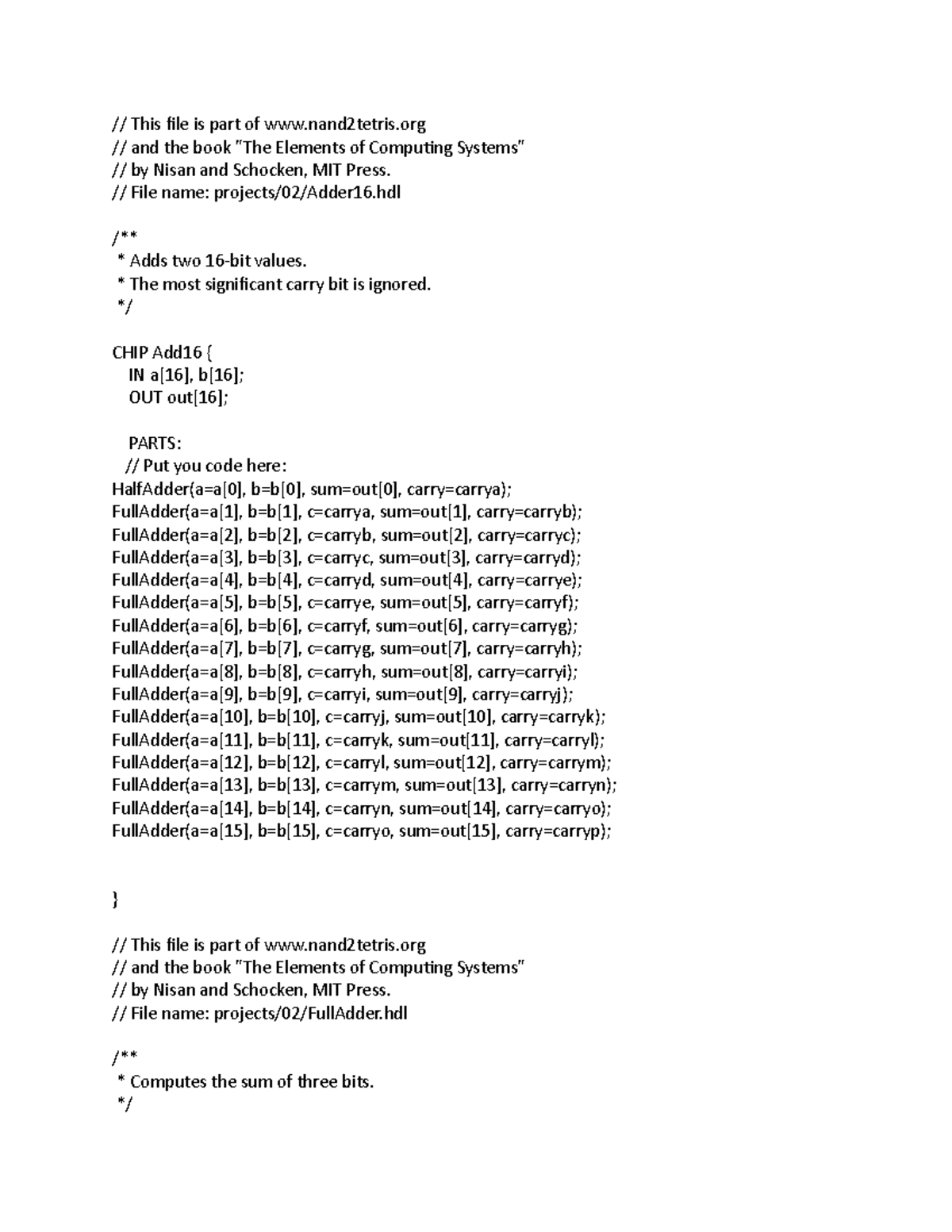 Lab 2 CDA 3201 - All chips for Lab 2 - // This file is part of nand2tetris // and the book "The ...