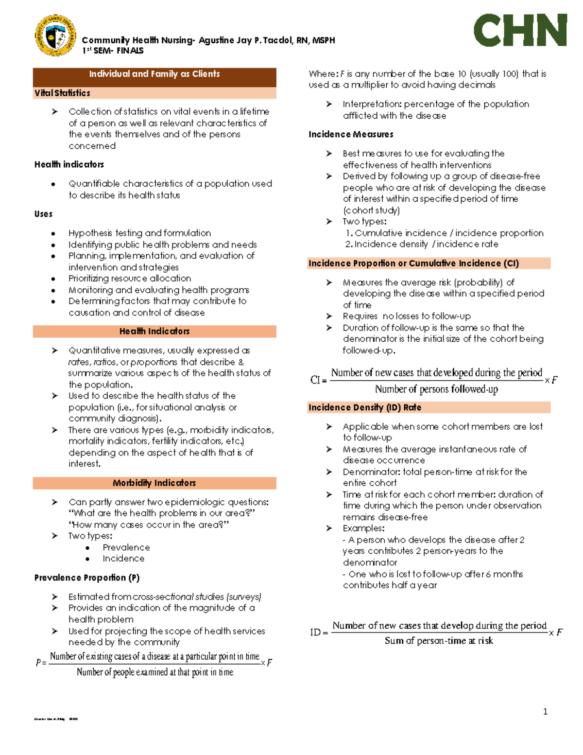 CHN- Finals- Transes - 1 st SEM- FINALS 1 CHN Number of existing cases ...