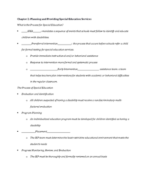 Chapter 2 notes - Delivery of Appropriate Services to Students with ...