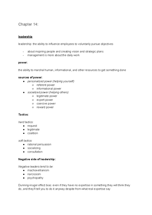 Principles of management notes - Chapter 1: Management: the art of ...