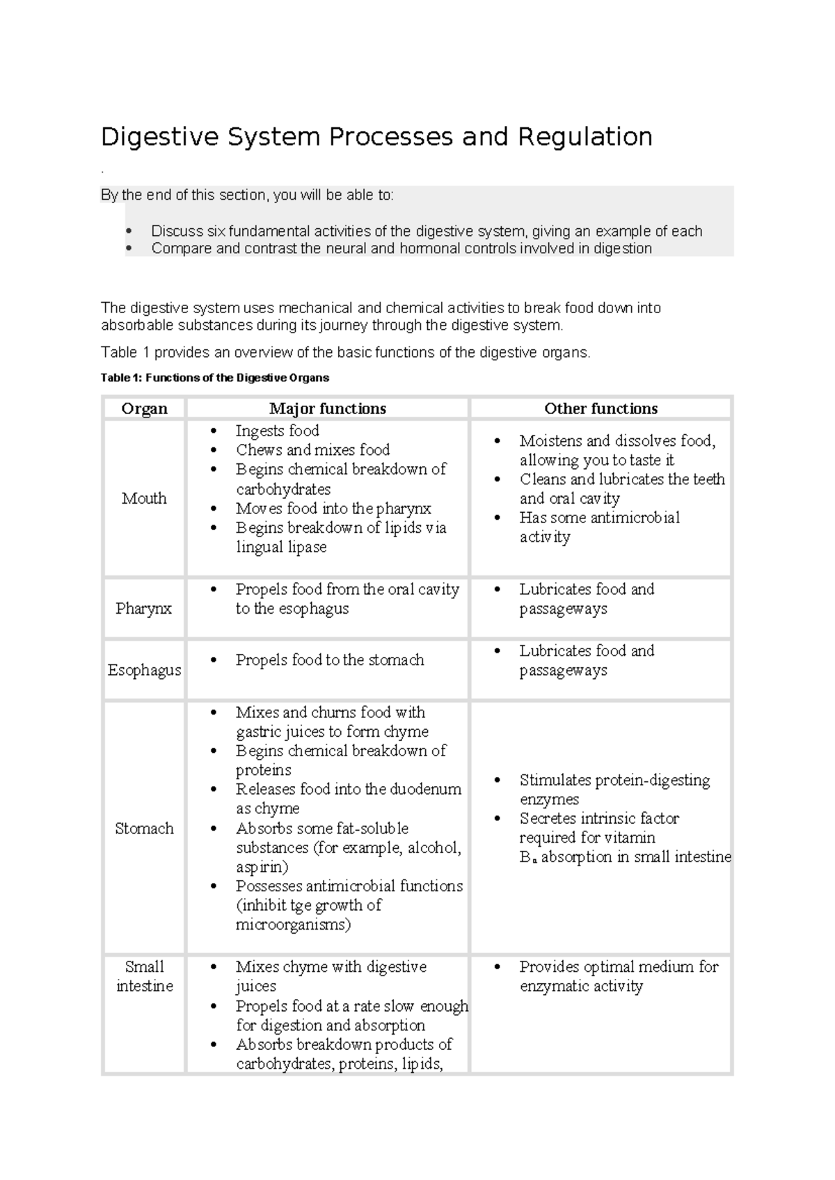 Digestive System Processes and Regulation - By the end of this section ...