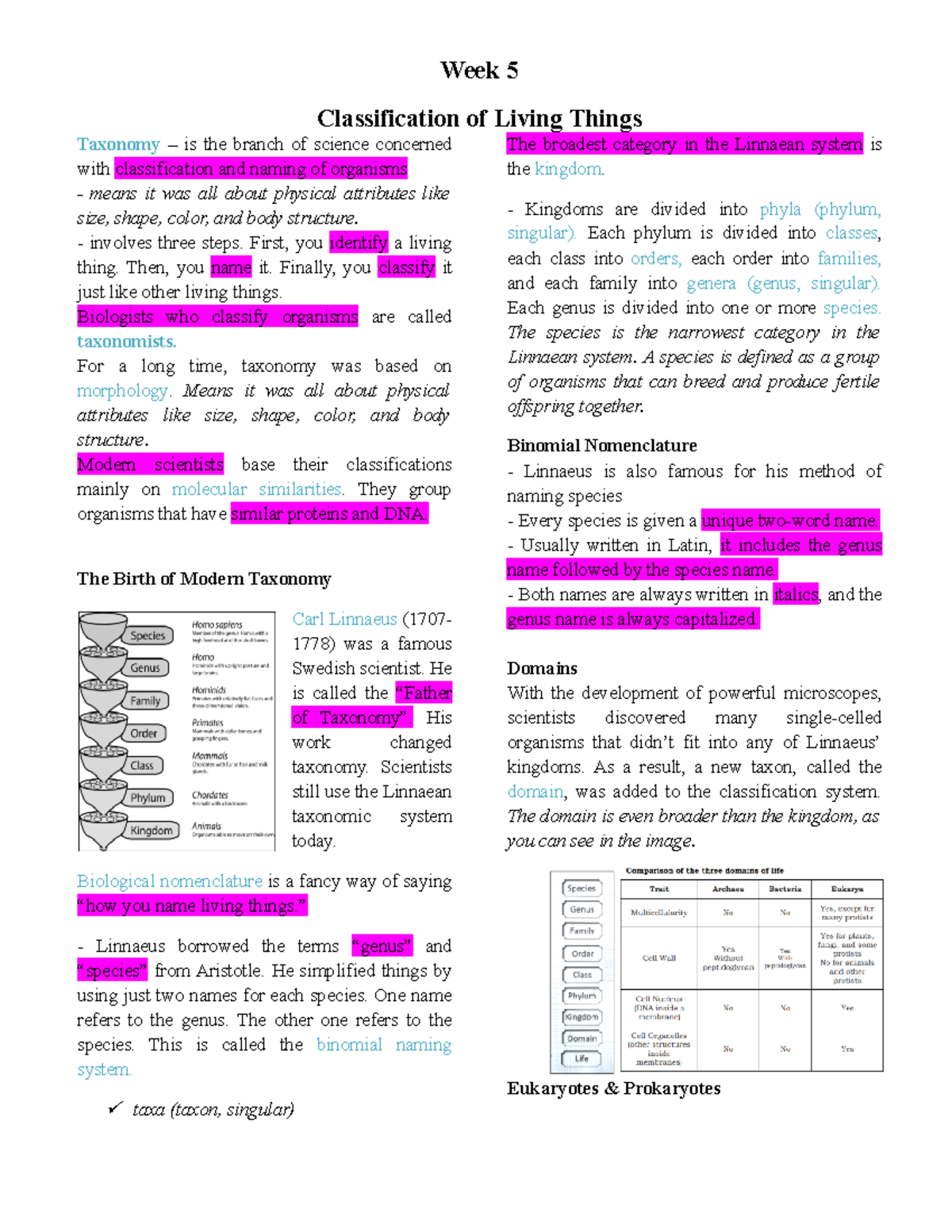 Gen Bio Classification of Living Things - Week 5 Classification of ...