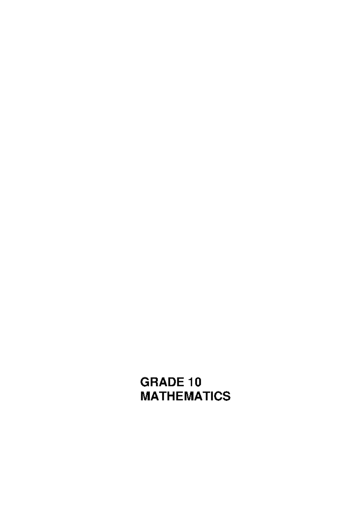 Grade 10 Mathematics Notes - Studocu
