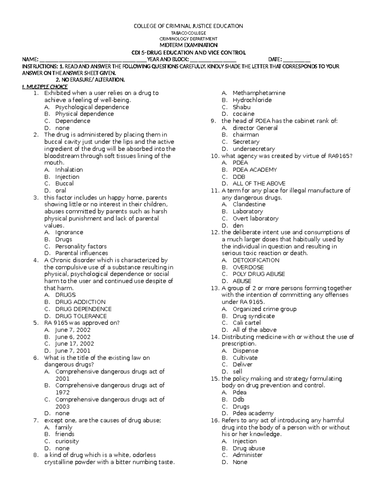 CDI 5 midterm 072147 - SIMPLE AND BASIC QUESTIONS IN CDI 5 - COLLEGE OF ...