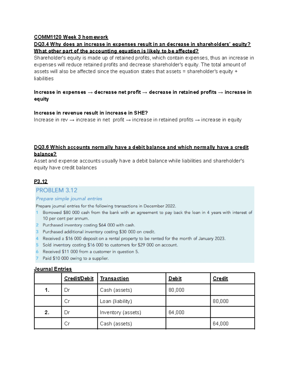Week 3 homework - COMM1120 Week 3 homework DQ3 Why does an increase in ...