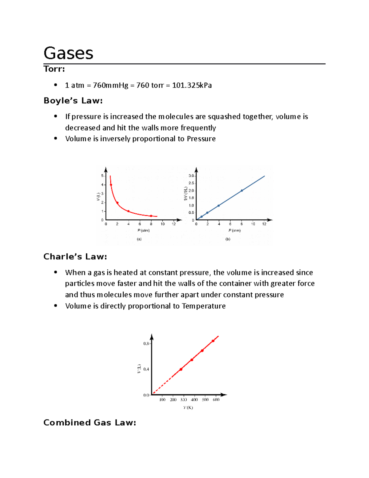 7. Gases - Notes for Dr Michael Evans's class - Gases Torr: 1 atm ...