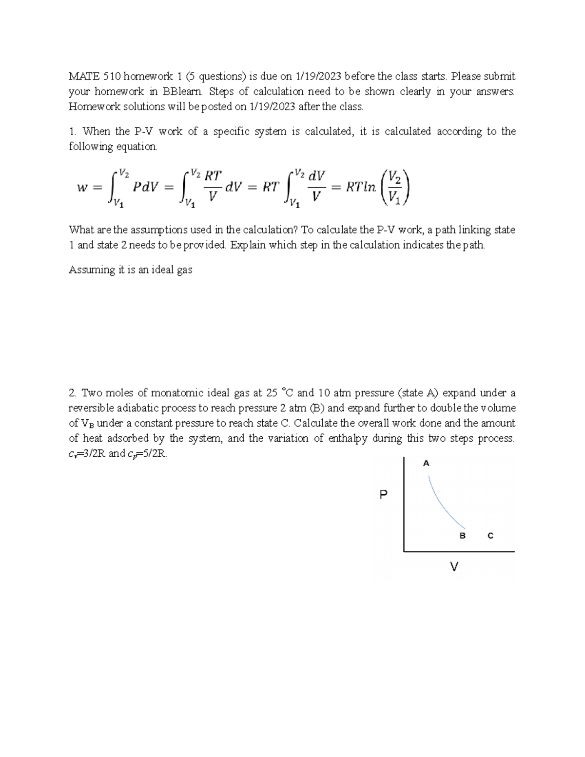 MATE 510 Homework 1 - MATE 510 homework 1 (5 questions) is due on 1/19 ...