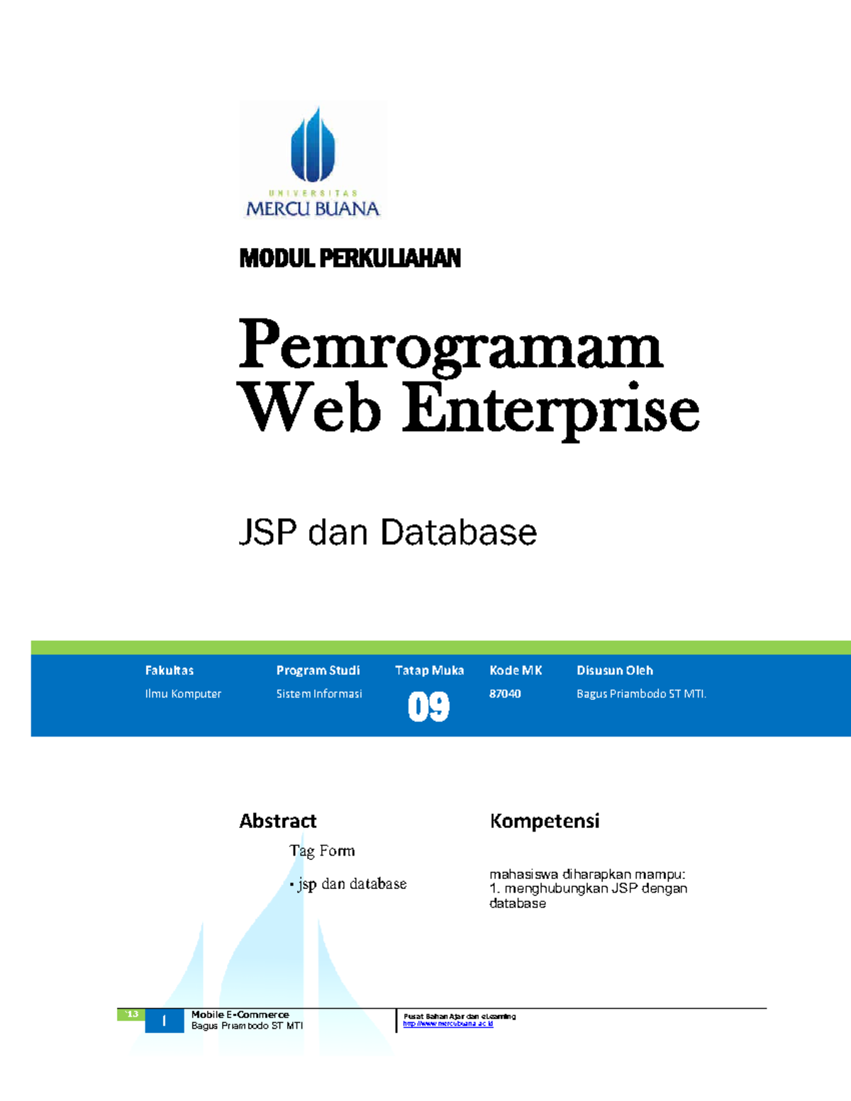 Modul Pemrograman Web Enterprise GJ 1314TM11 - ‘ 1 ####### Mobile E ...