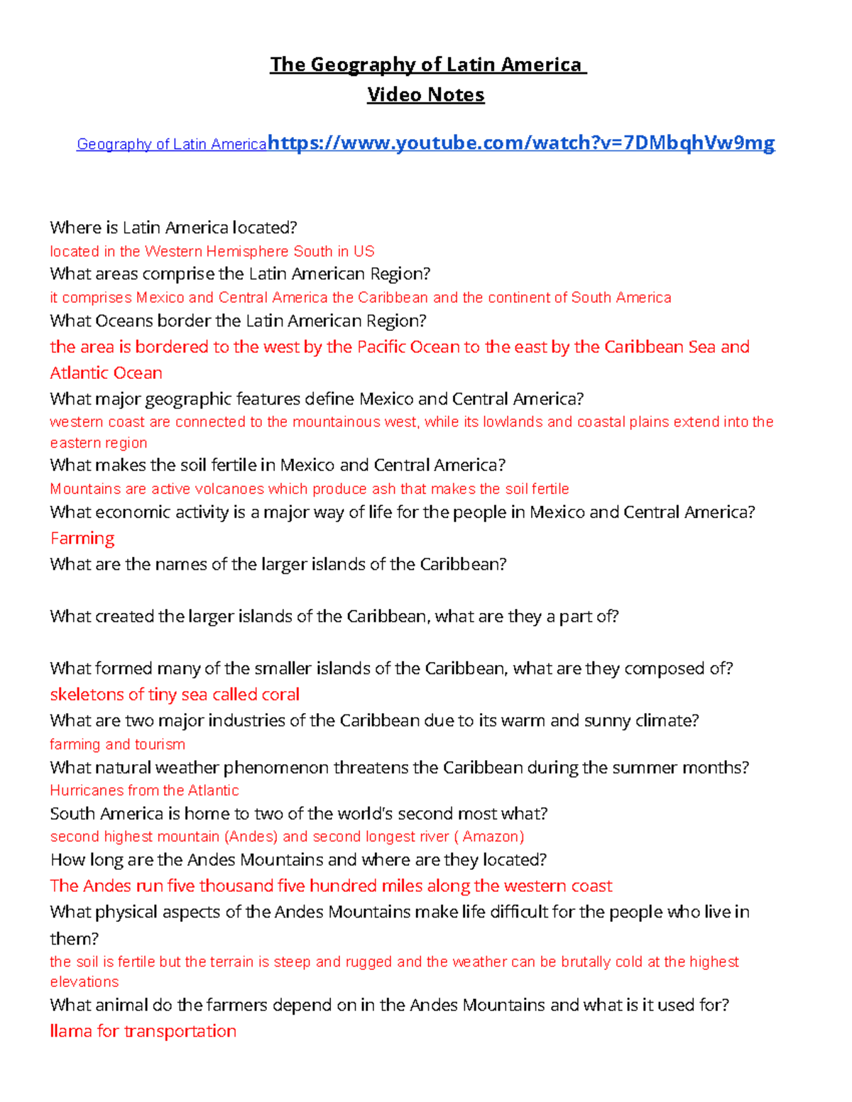 The Geography of Latin America Video Notes - MCG - The Geography of ...