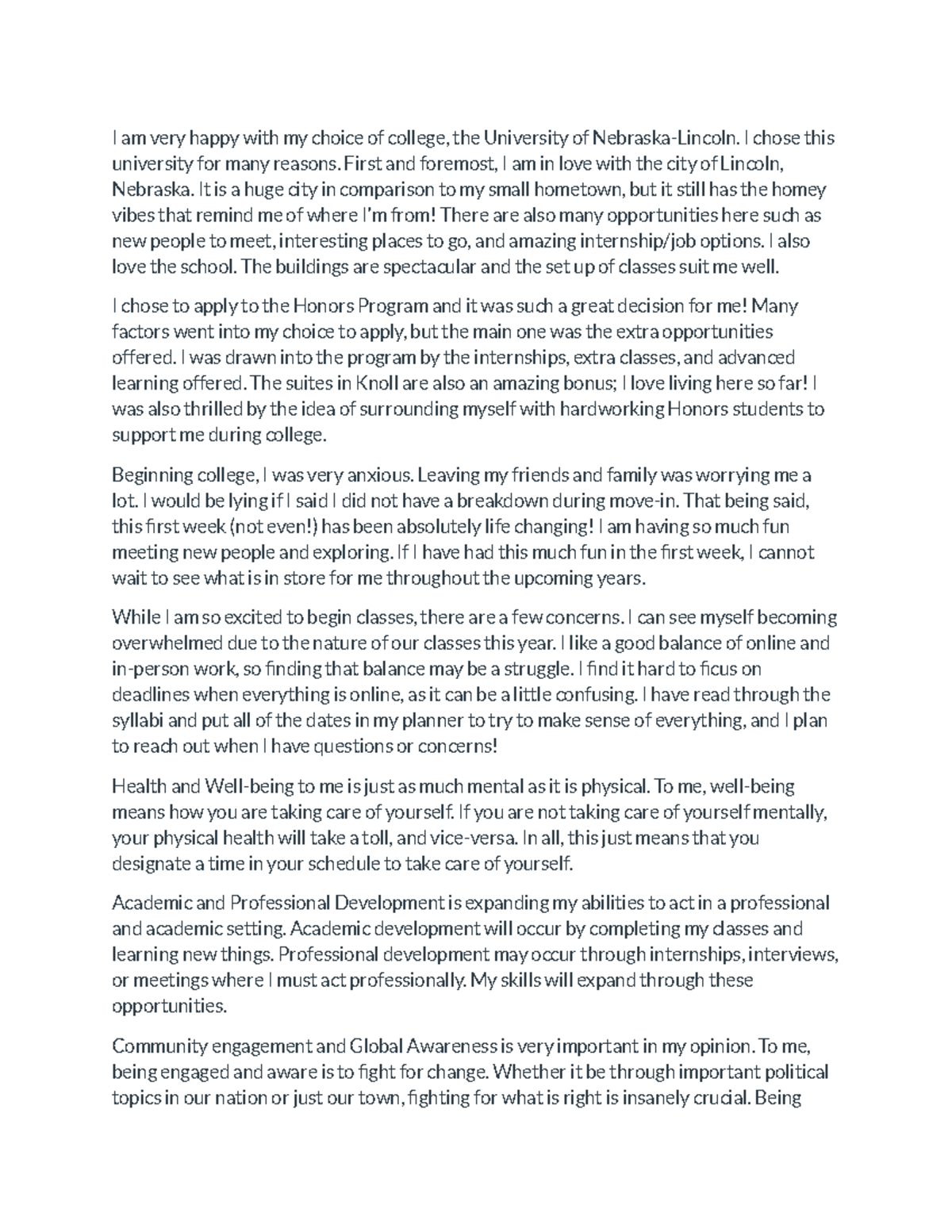 UHON Reflections - Professor Sorenson - I am very happy with my choice ...